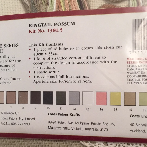 Office | Australian Ringtail Possum Cross Stitch Kit New | Poshmark